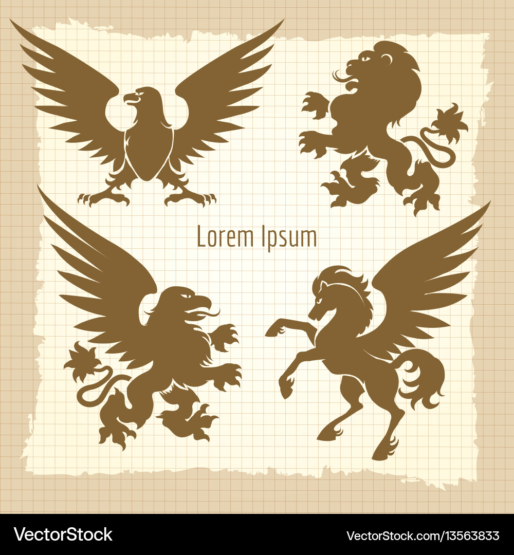 Heraldic silhouettes vintage poster Royalty Free Vector