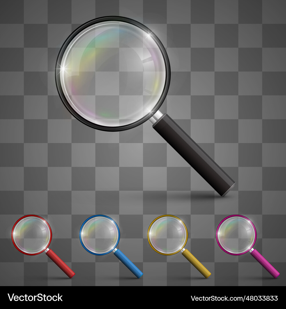 Magnifying glass art set color Royalty Free Vector Image