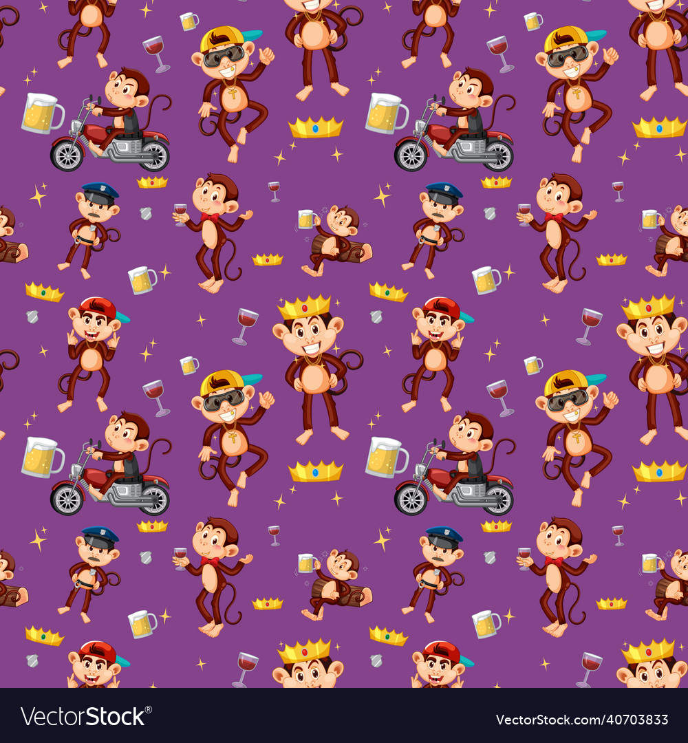 Monkey seamless pattern background Royalty Free Vector Image