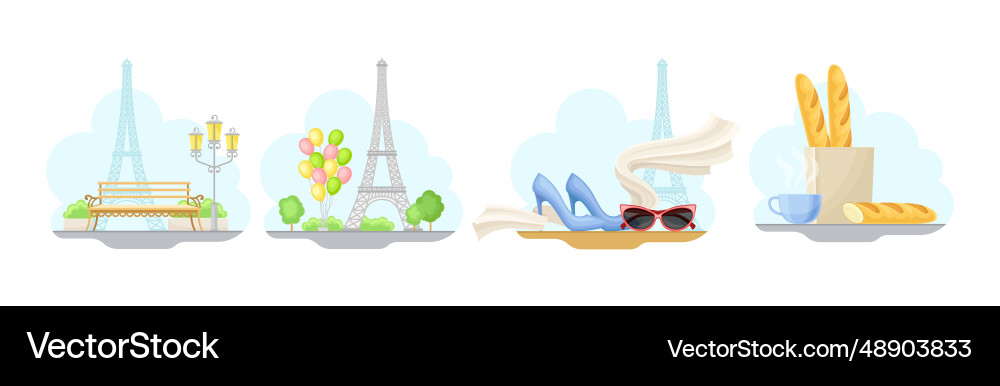 Paris and france symbol and object Royalty Free Vector Image