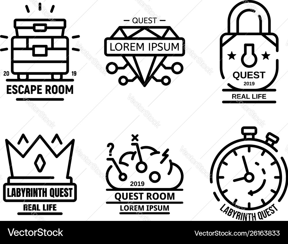 Quest game icons set outline style Royalty Free Vector Image