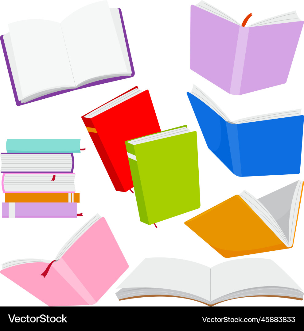 Set of various books Royalty Free Vector Image