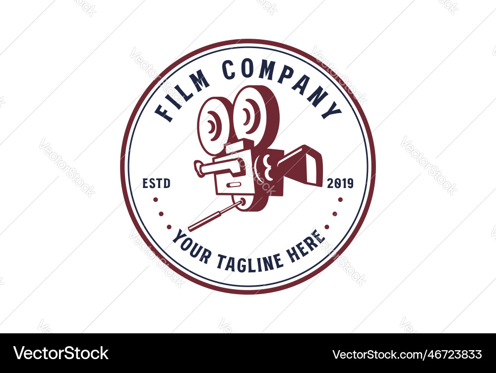 Vintage retro video camera badge emblem label Vector Image