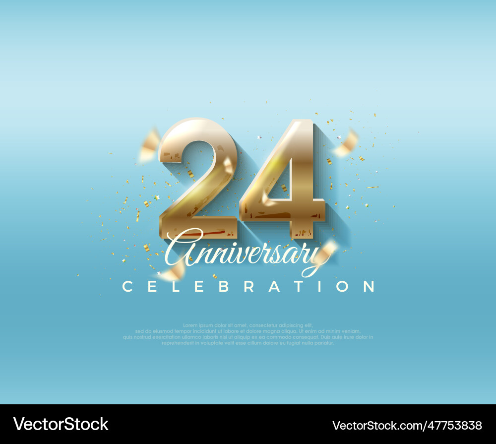 24th anniversary number with elegant Royalty Free Vector