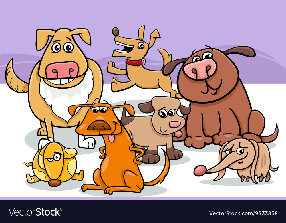 Cartoon dogs group Royalty Free Vector Image - VectorStock Cartoon dogs group Royalty Free Vector Image - VectorStock