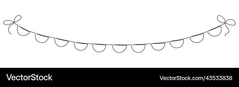 Continuous line drawing of garland Royalty Free Vector Image