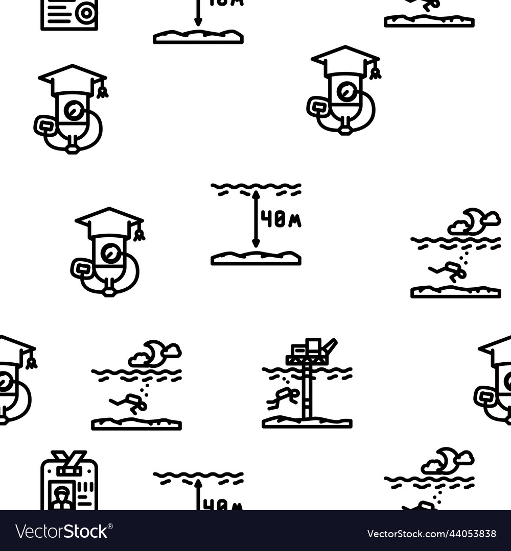 Diving school education lesson seamless Royalty Free Vector