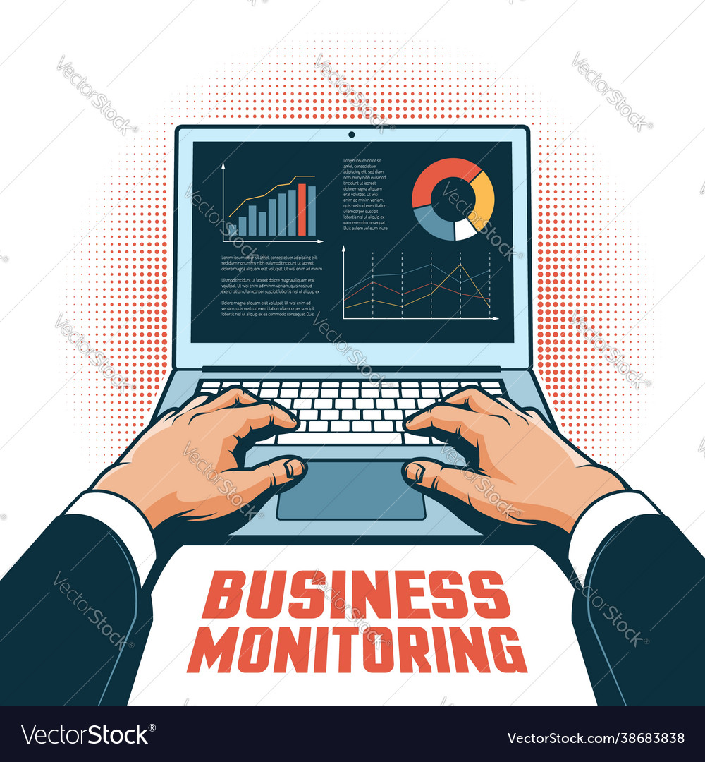 Hands a businessman with laptop track Royalty Free Vector