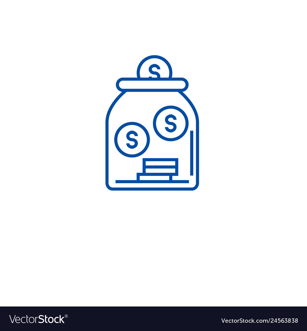 Saving money jar line icon concept Royalty Free Vector Image