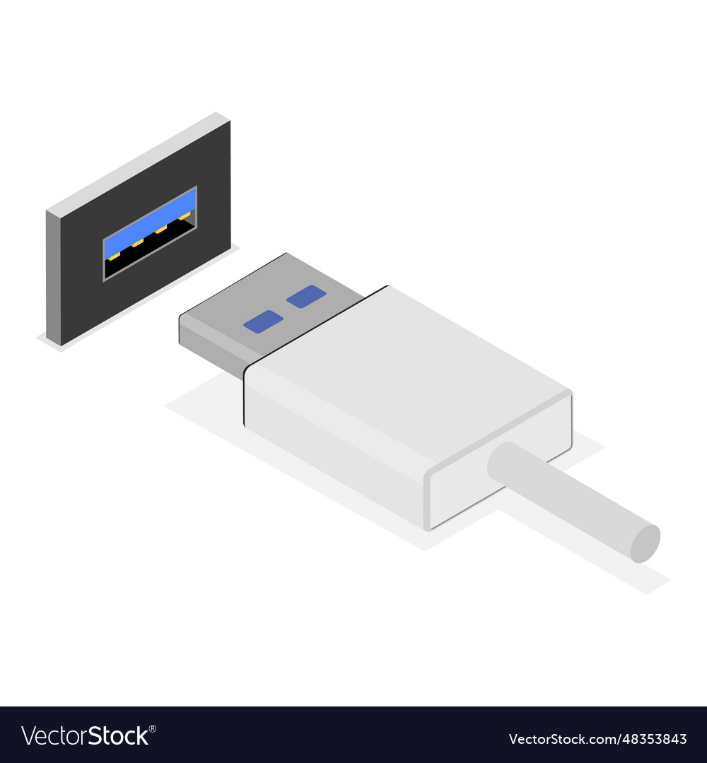 3d isometric flat set of usb types item 5 Vector Image