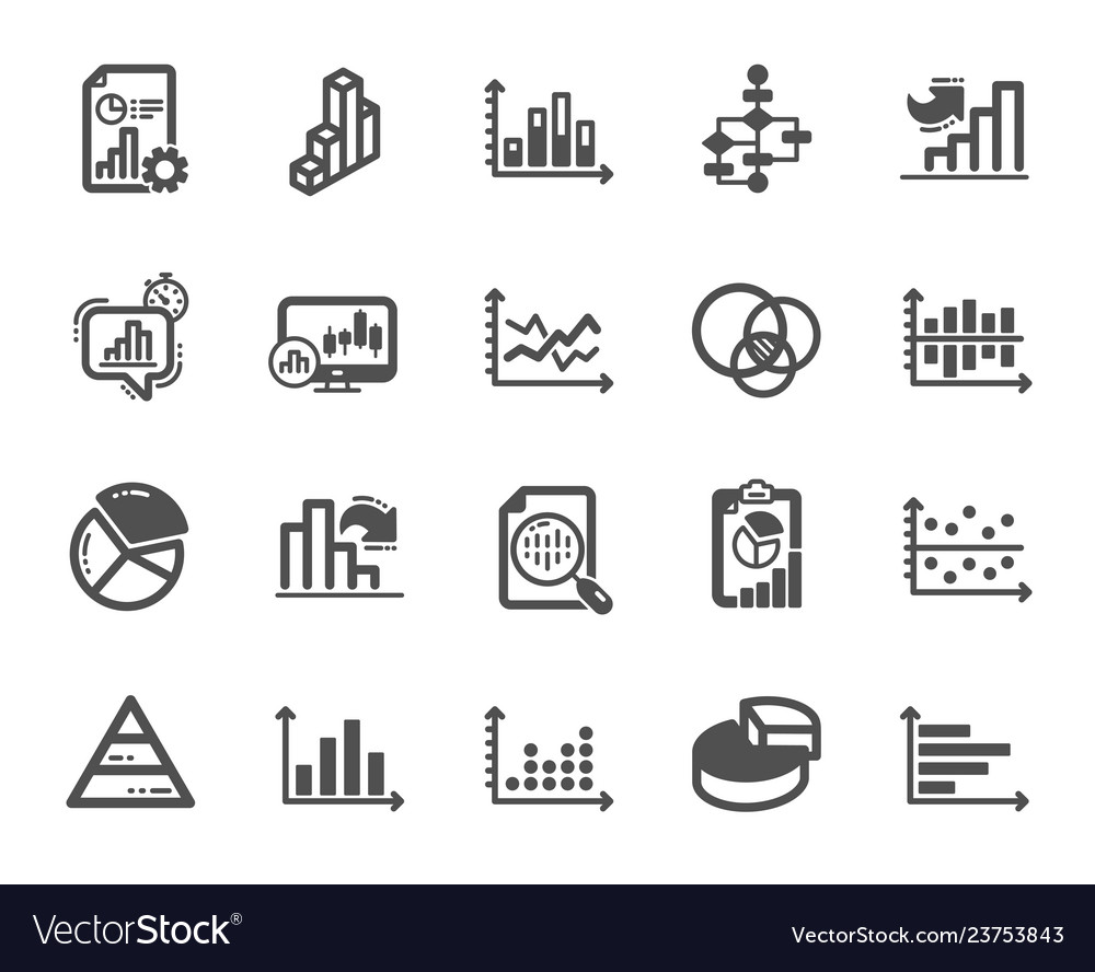 Charts and diagrams icons set of 3d chart block Vector Image