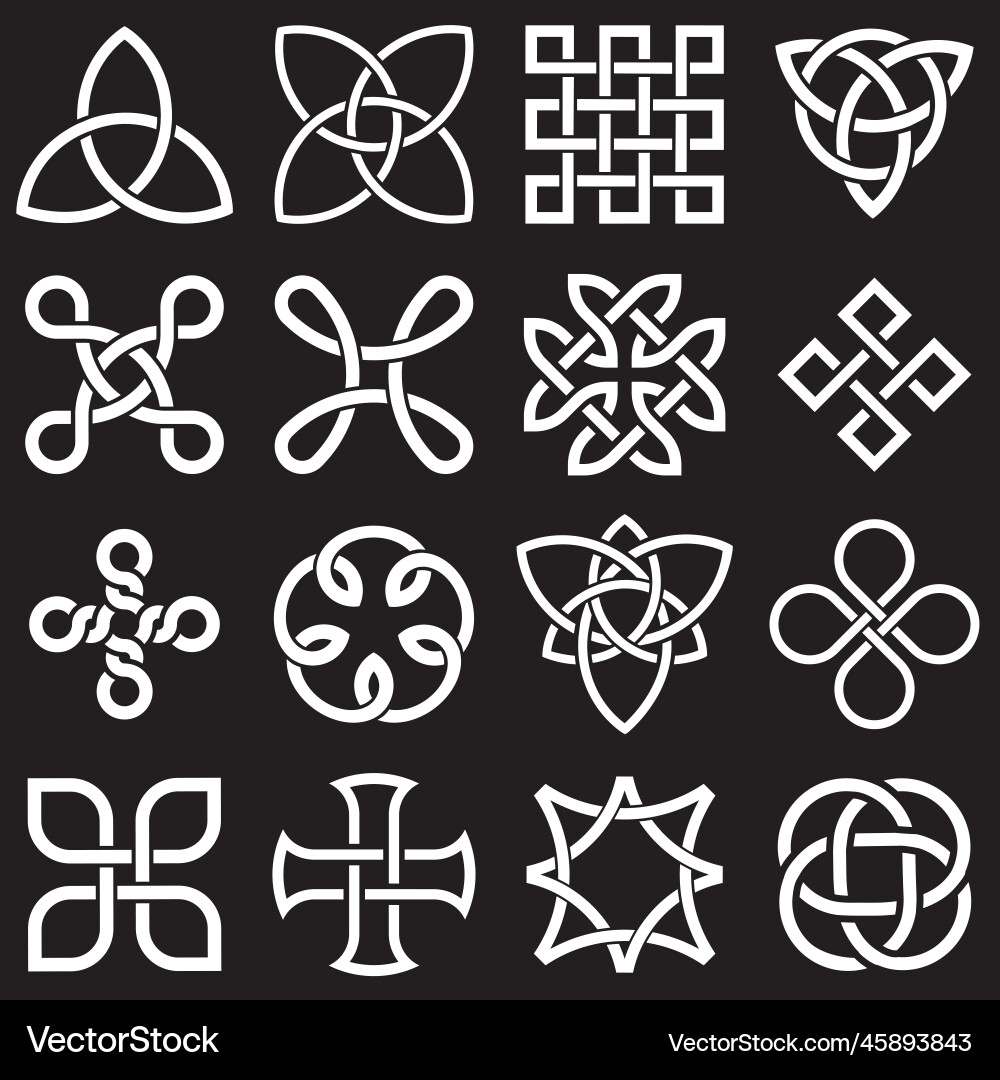 Collection of celtic knot designs in format Vector Image
