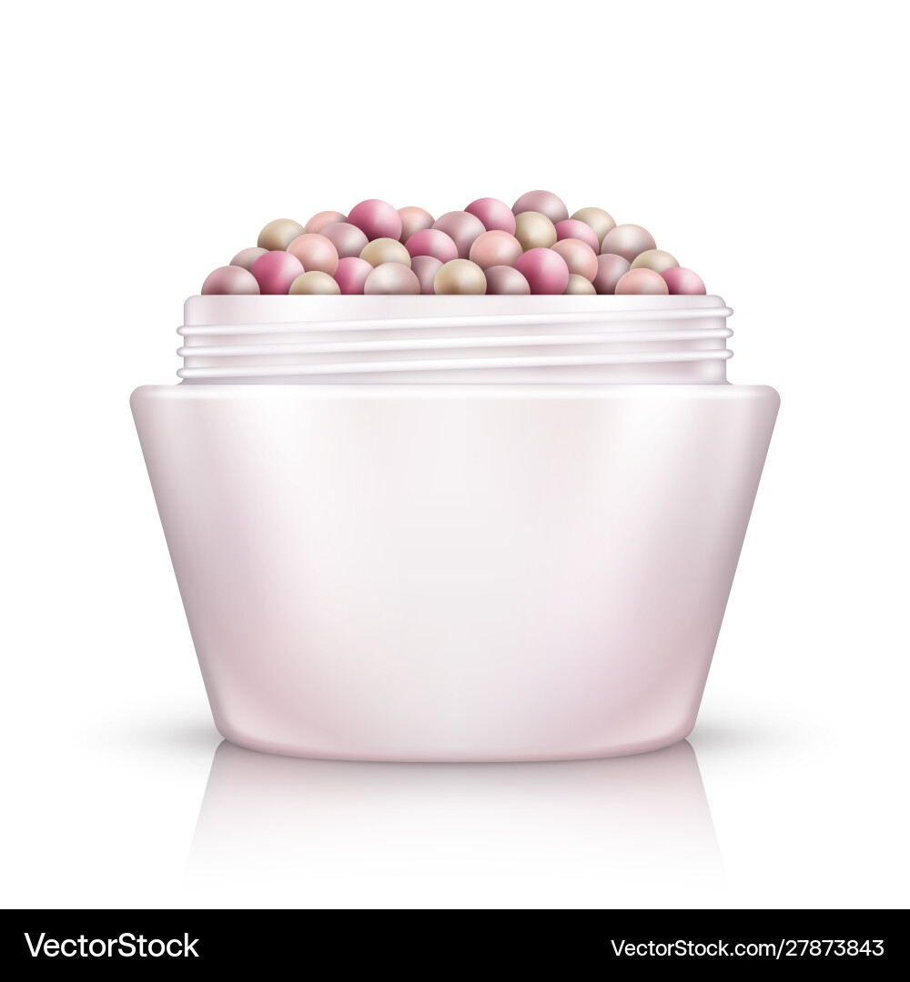 Face powder pearls in open container isolated Vector Image