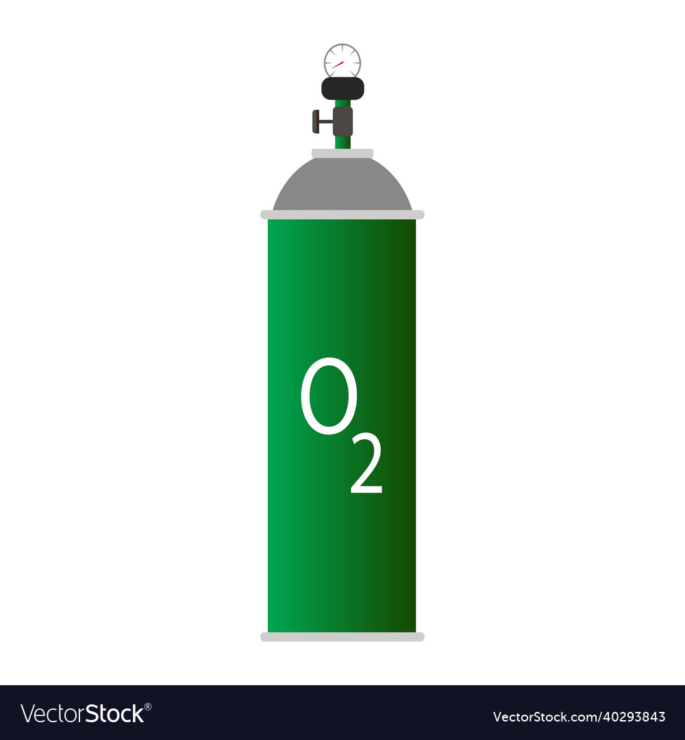 Green oxygen cylinder on white background oxygen Vector Image