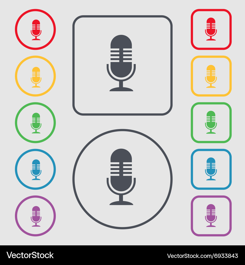 Microphone icon sign symbol on the round Vector Image