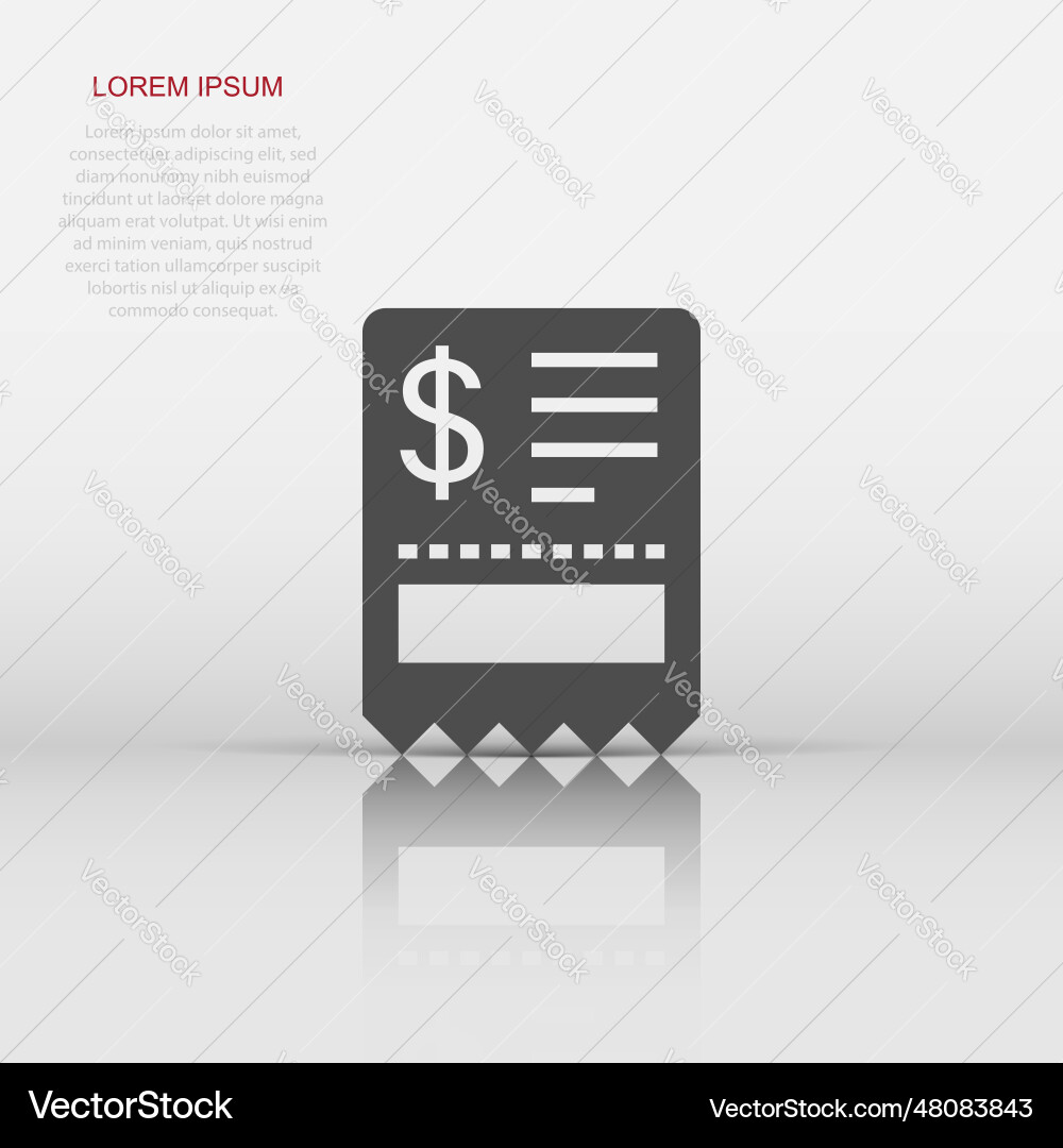 Money check icon in flat style checkbook on white Vector Image