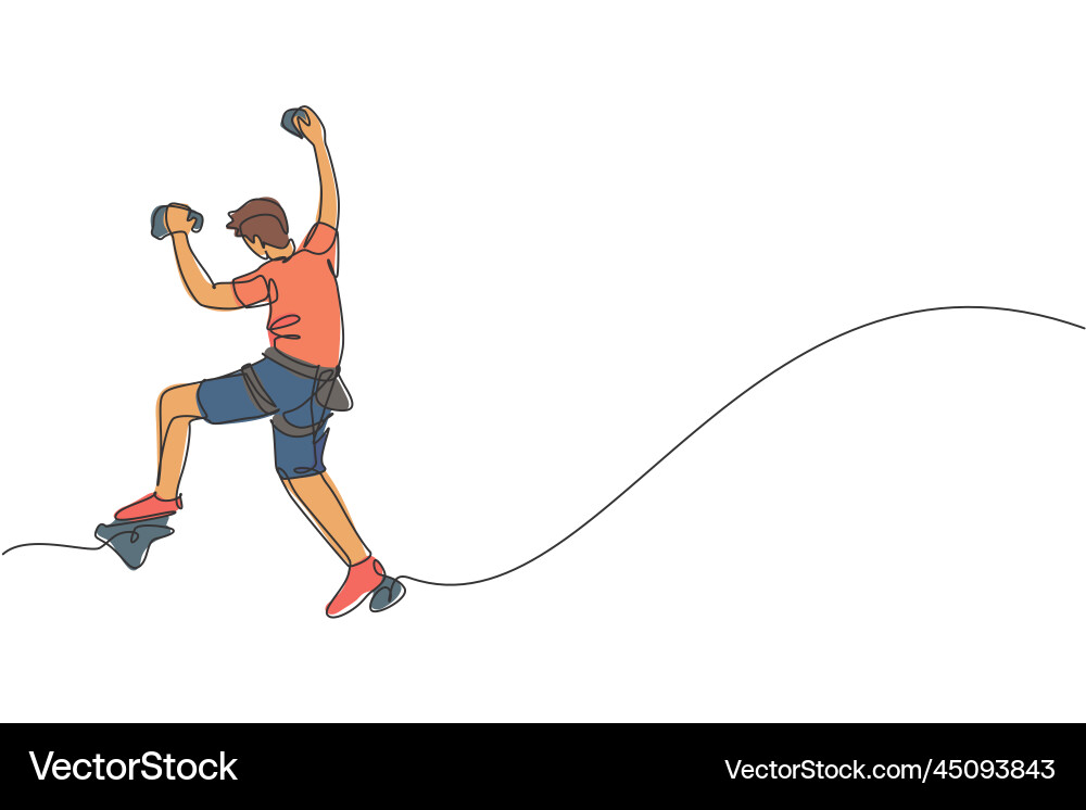 One single line drawing of young active man Vector Image