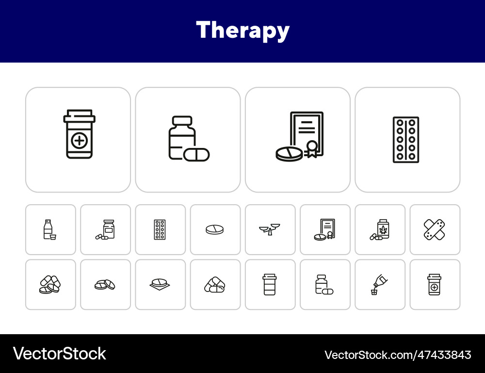 Therapy line icon set prescription Royalty Free Vector Image