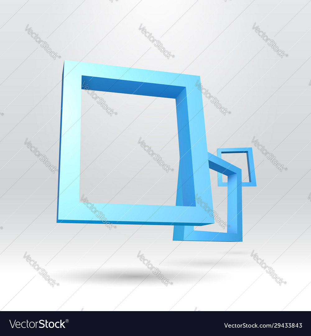 Three blue rectangular 3d frames Royalty Free Vector Image