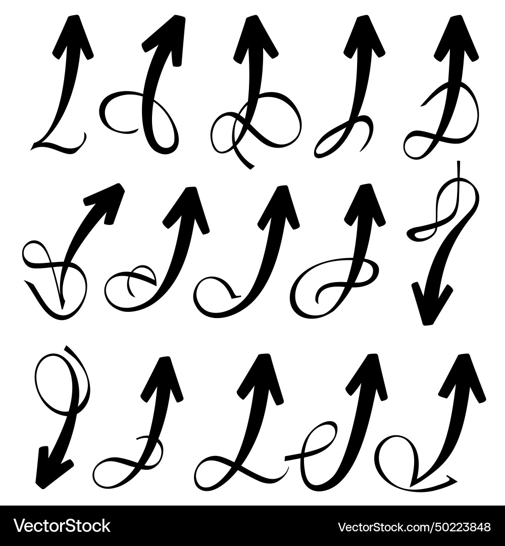 Artistic hand drawn arrows for business plan Vector Image