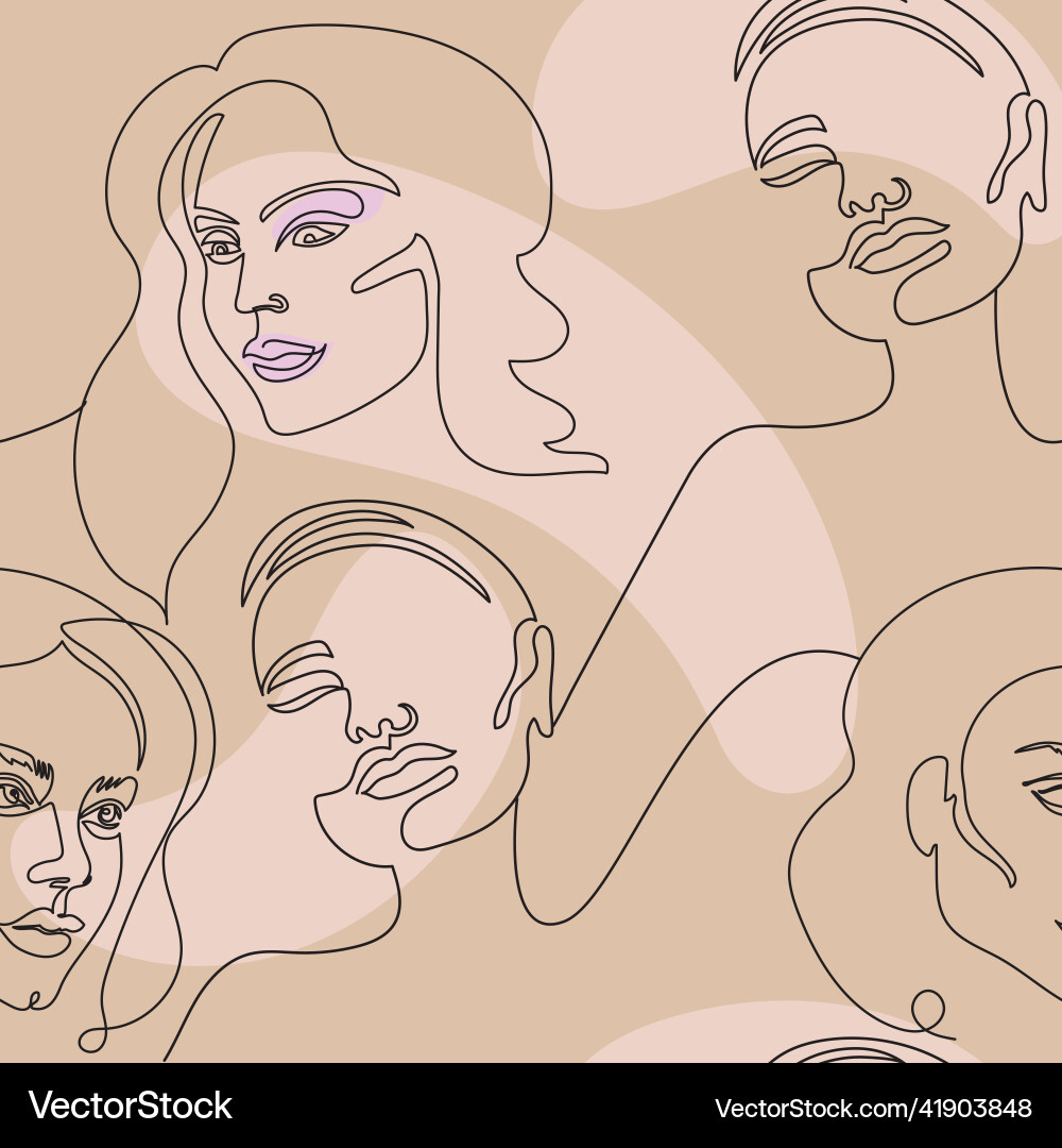 Beautiful female face one line art Royalty Free Vector Image