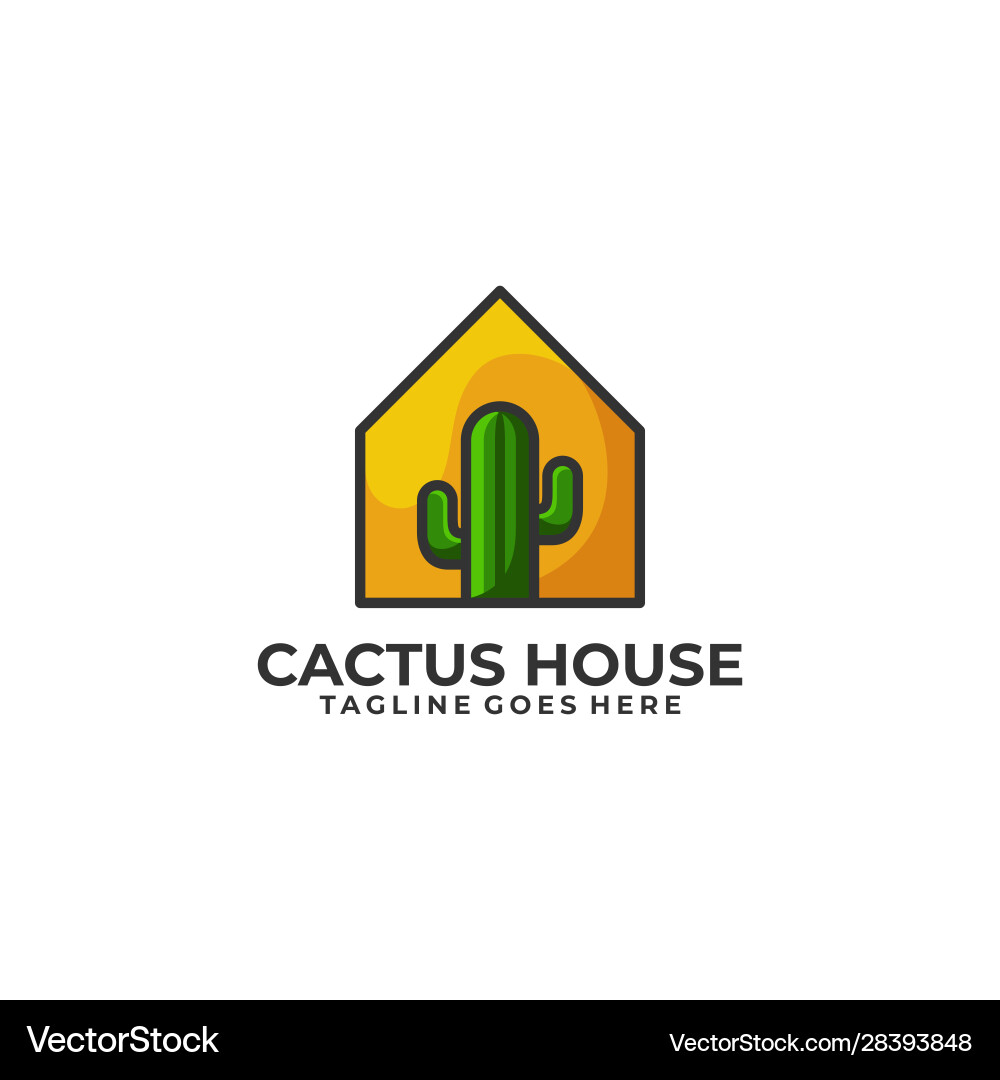 Cactus house template Royalty Free Vector Image