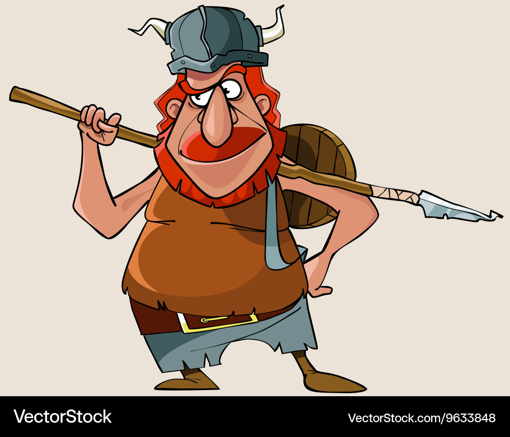 Cartoon viking red man with a weapon Royalty Free Vector