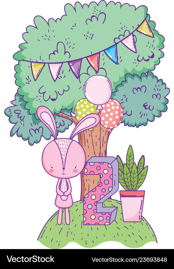 Cute little rabbit with balloons helium Royalty Free Vector