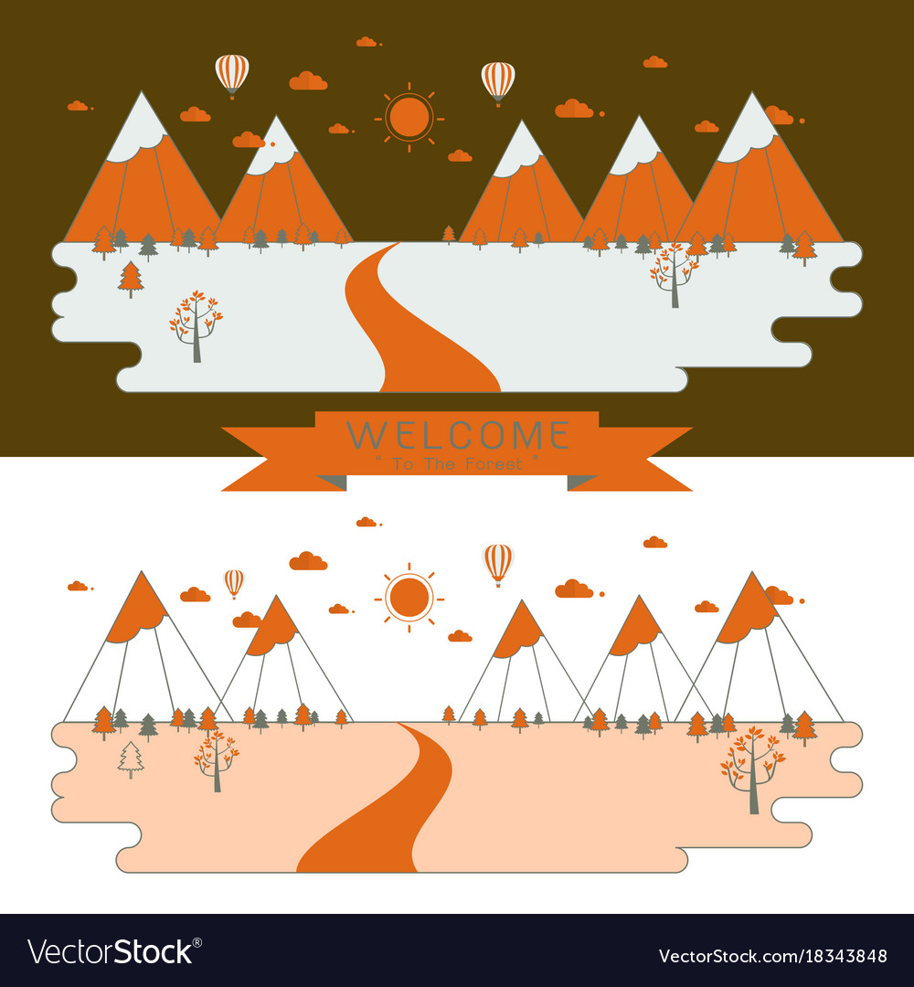 Flat linear landscape Royalty Free Vector Image