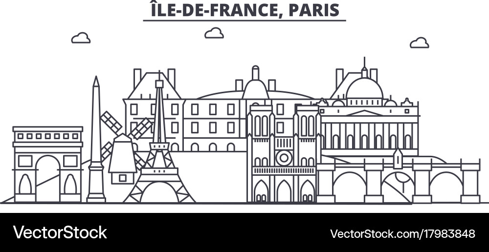 France paris architecture line skyline Royalty Free Vector