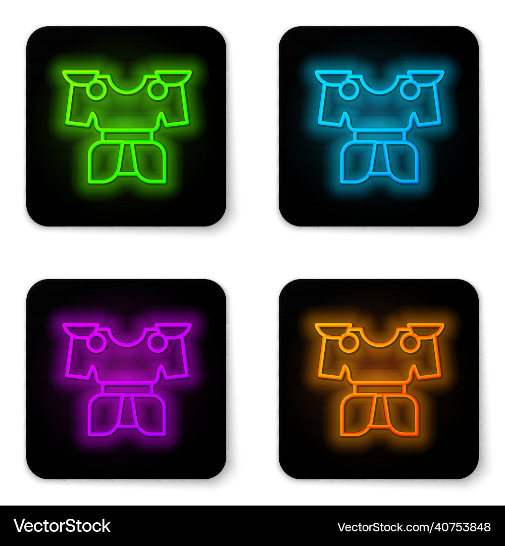 Glowing neon line body armor icon isolated Vector Image