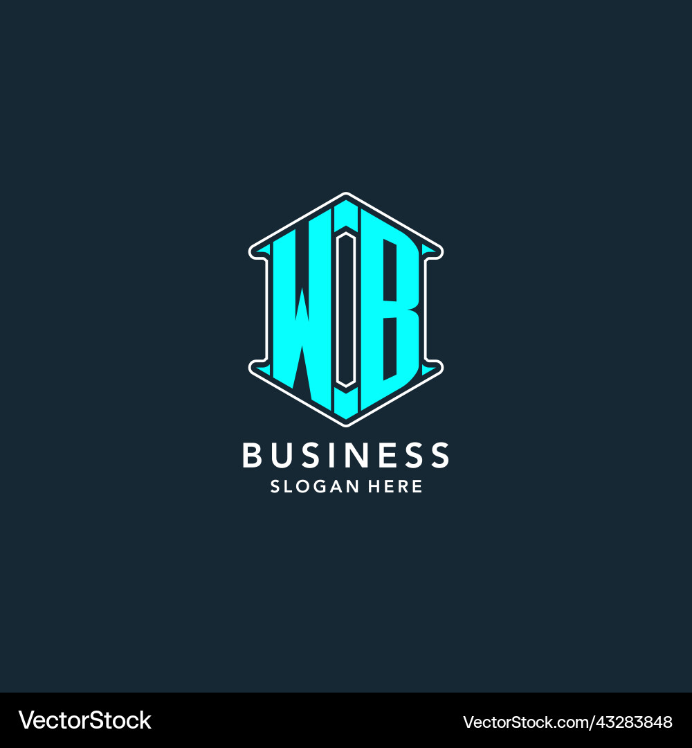Letter wb logo with hexagon shape geometric style Vector Image