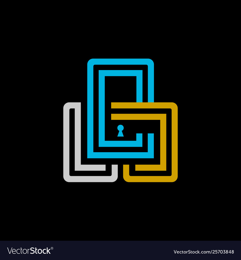 Monogram padlock design with initials Royalty Free Vector