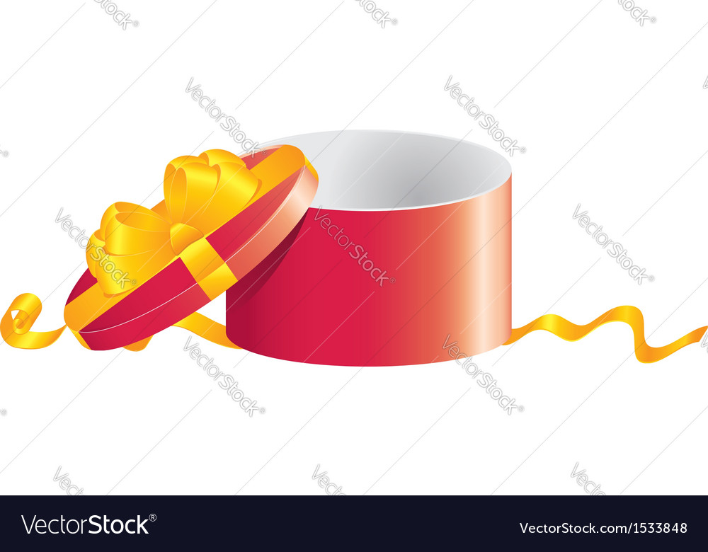 Opened round gift box Royalty Free Vector Image