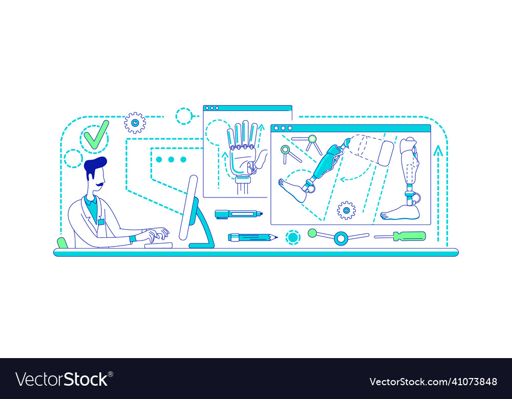 Prosthesis development laboratory thin line Vector Image