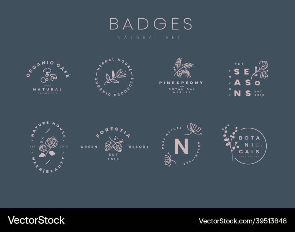Set of botanical logo design Royalty Free Vector Image
