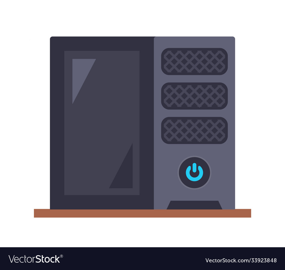 System unit stands on table on a white Royalty Free Vector