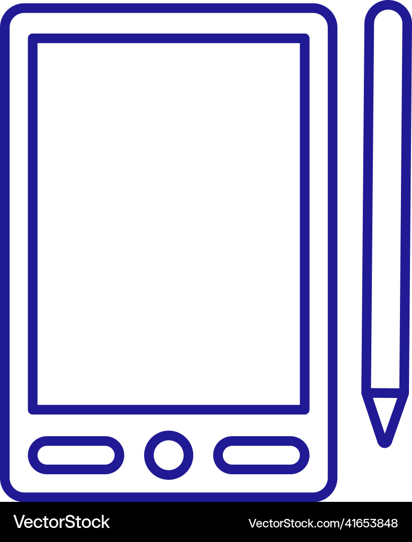 Tablet digital pen signature line icon drawing Vector Image