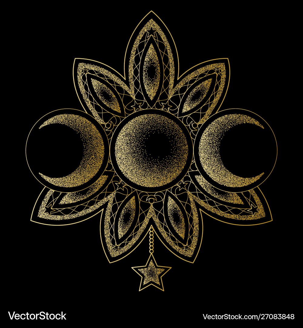 Triple moon magic and astronomy golden Royalty Free Vector