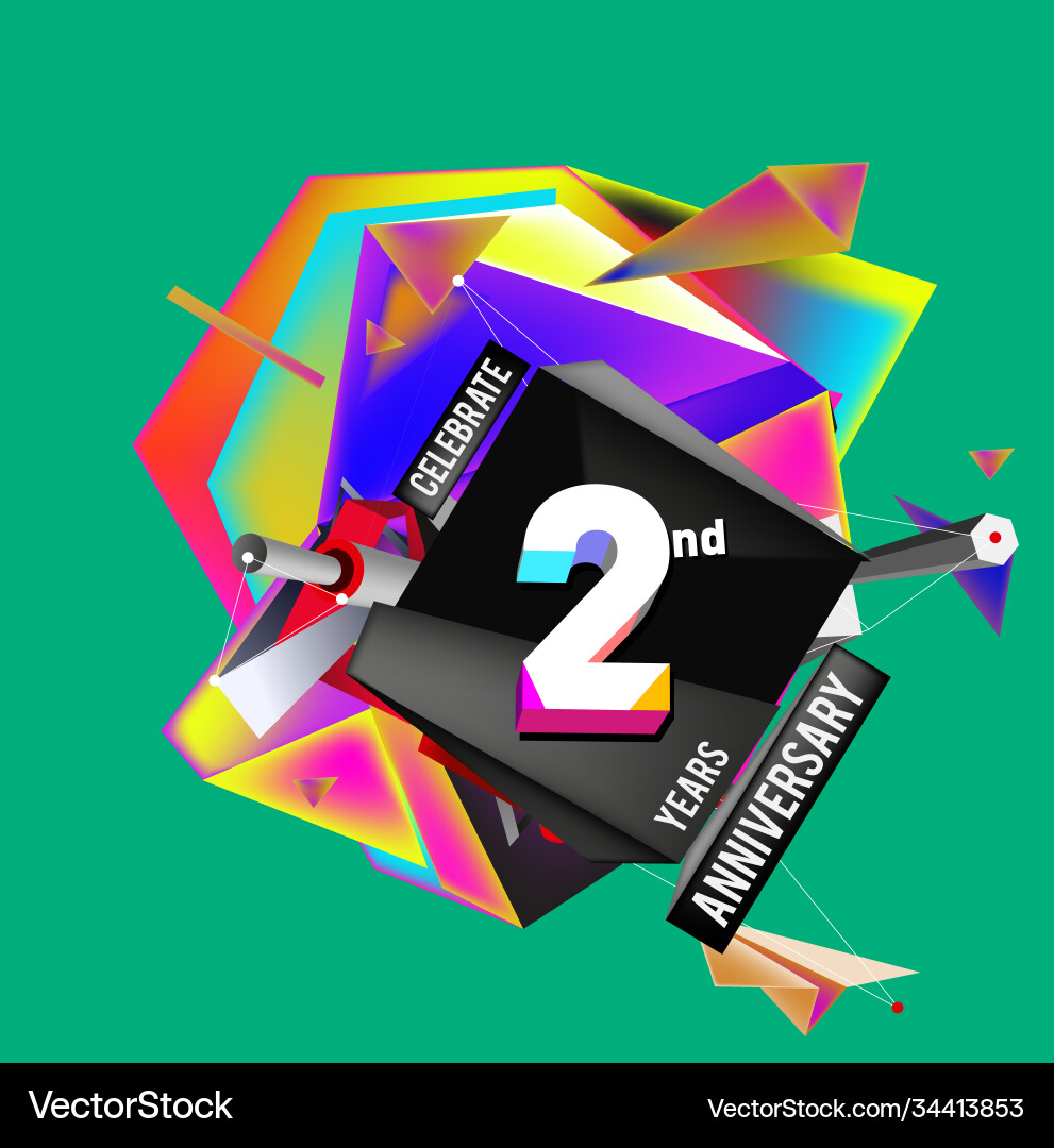 2nd anniversary logo with colorful background Vector Image
