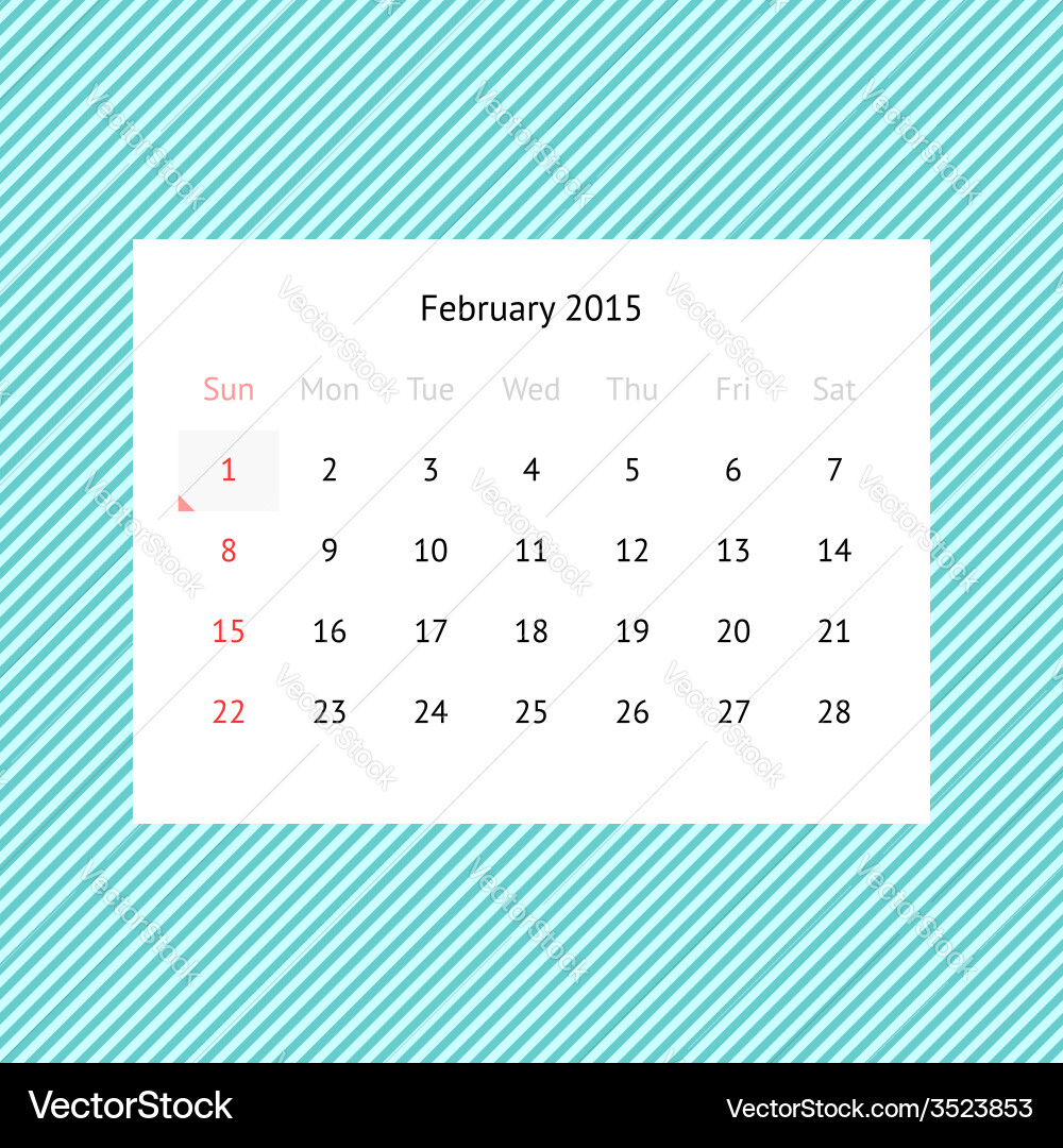 Calendar page for february 2015 Royalty Free Vector Image