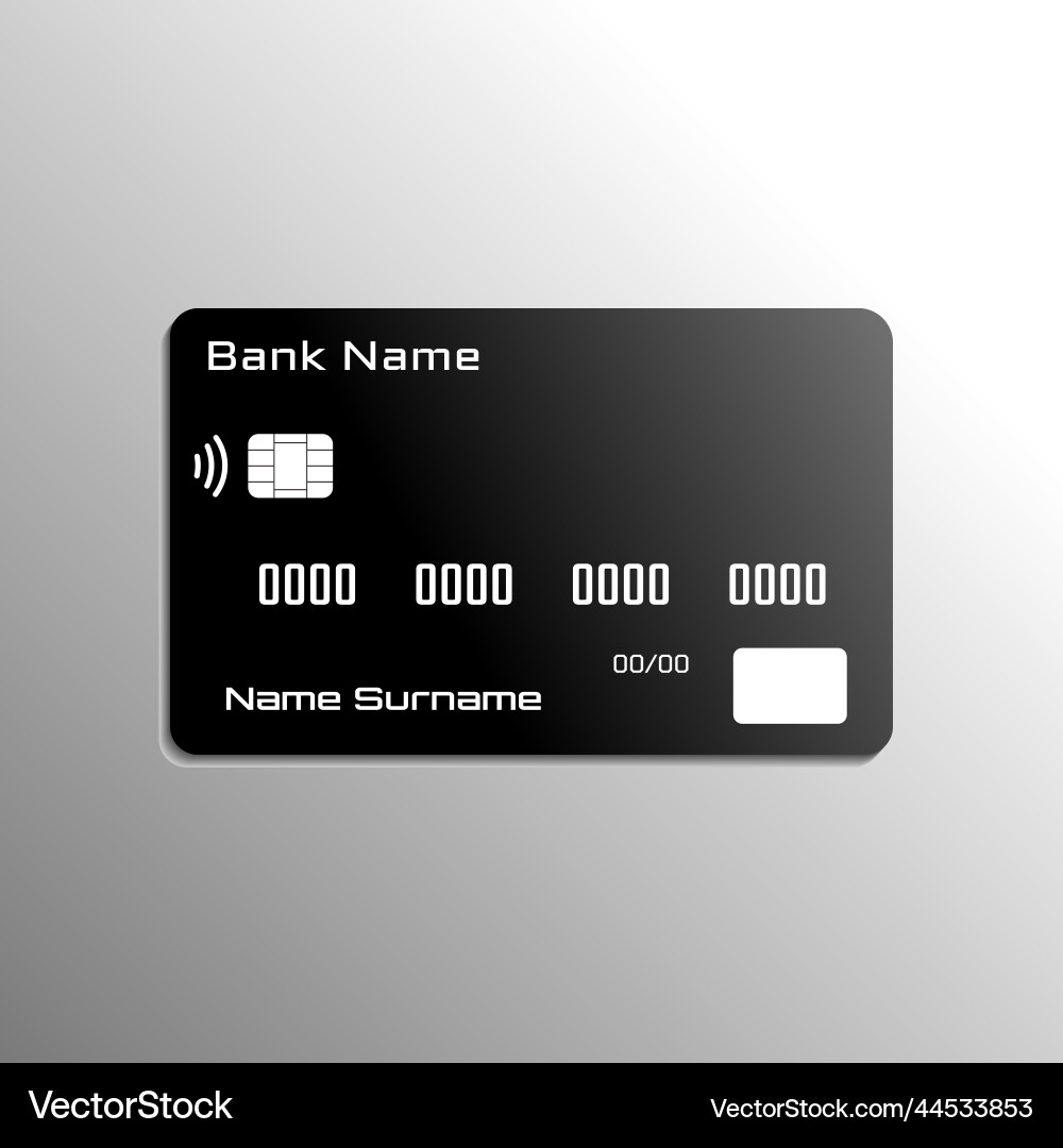Credit debit black card isolated on white Vector Image