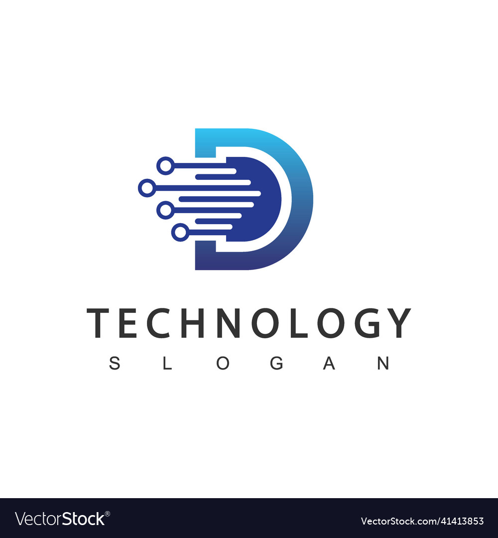 D initial digital technology logo Royalty Free Vector Image