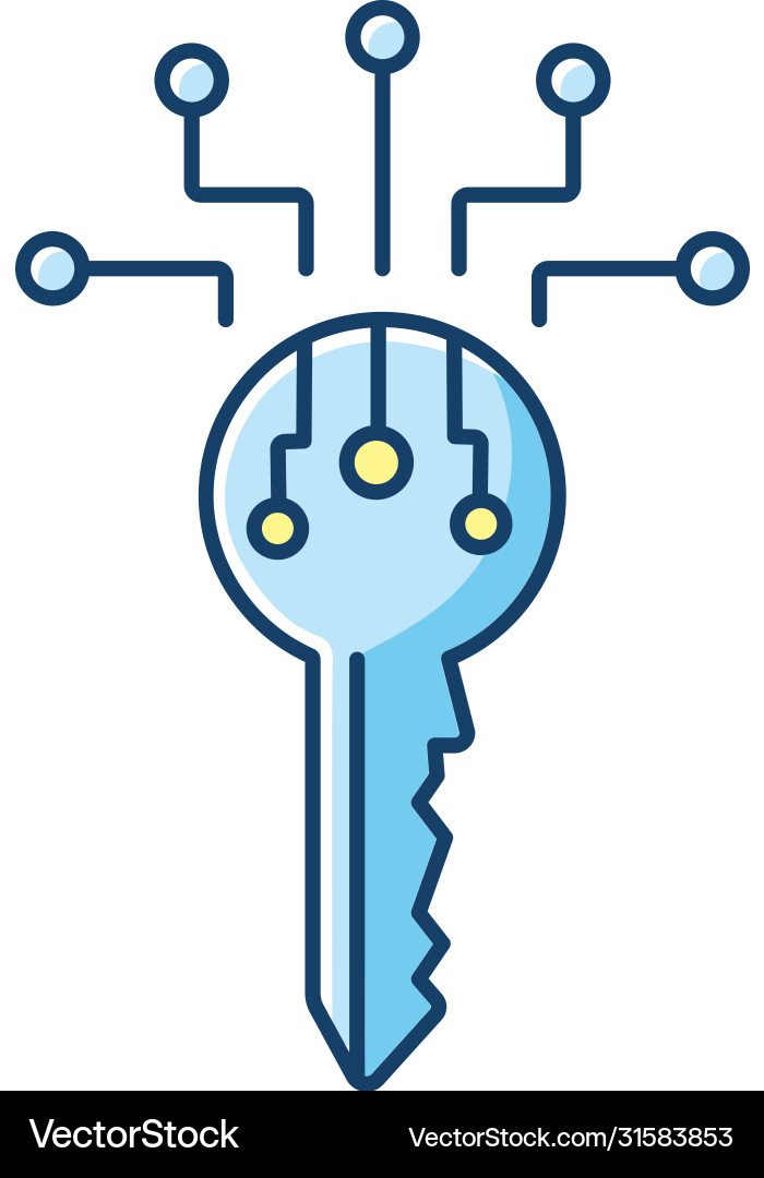 Digital key blue rgb color icon Royalty Free Vector Image