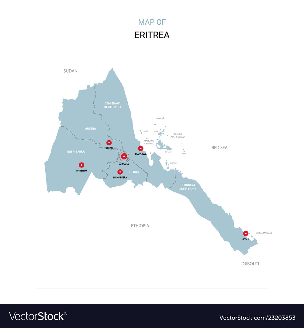 Eritrea map with red pin Royalty Free Vector Image