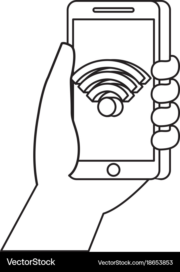 Hand holding smartphone with wifi internet Vector Image