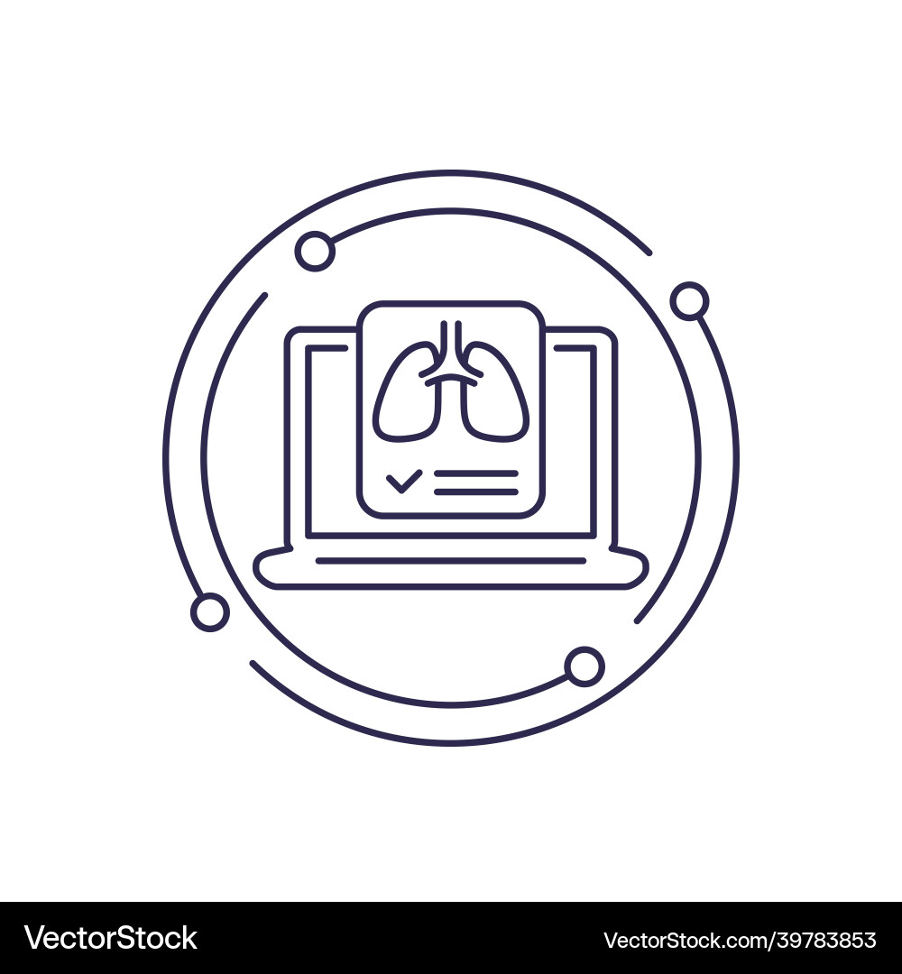Lungs medical test line icon on white Royalty Free Vector