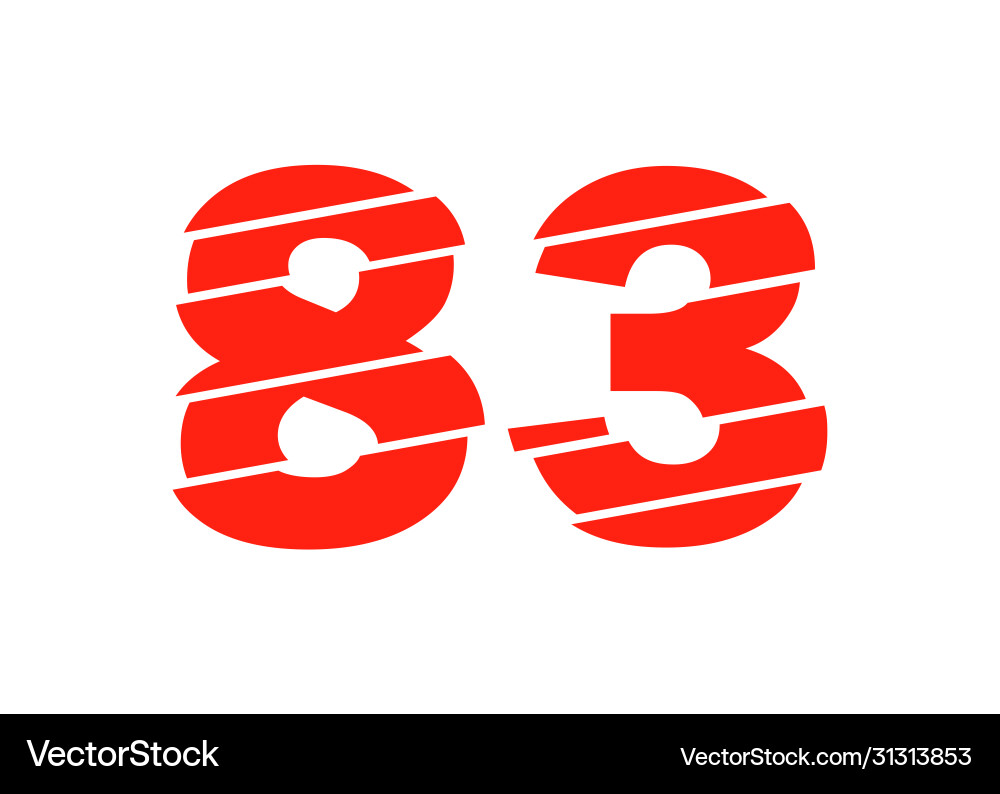 Modern red 83 number design numeral trendy flat Vector Image