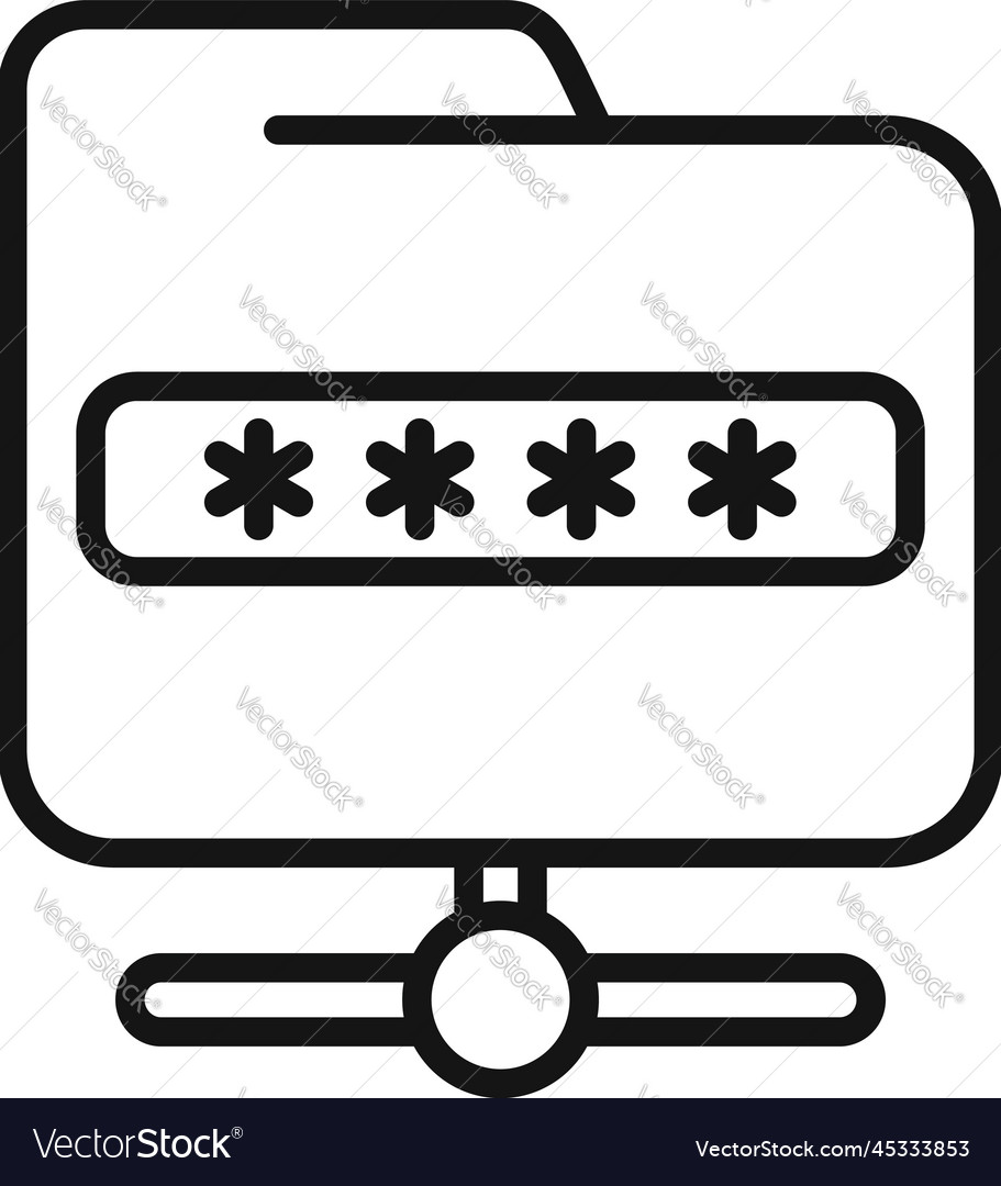 Password Folder Icon Outline Computer Data Vector Image