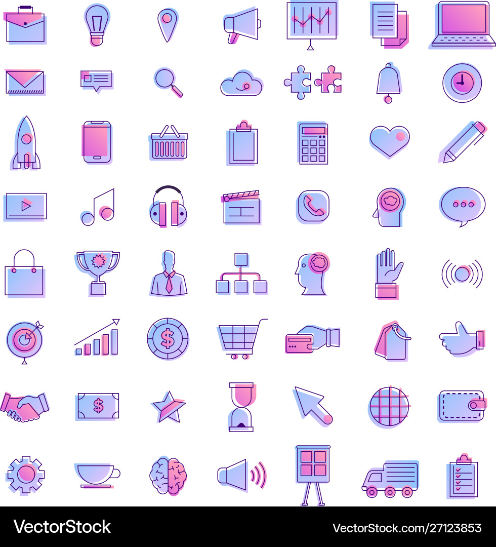 Set icons thin line concept business Royalty Free Vector